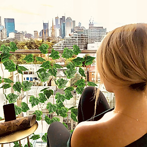 Grand Verde Grape Vines Artificial Ivy Hanging Greenery Garlands Silk Leaves Green Faux Foliage Decoration Bulk DIY Crafts Home Decor Indoor, 5 Strands