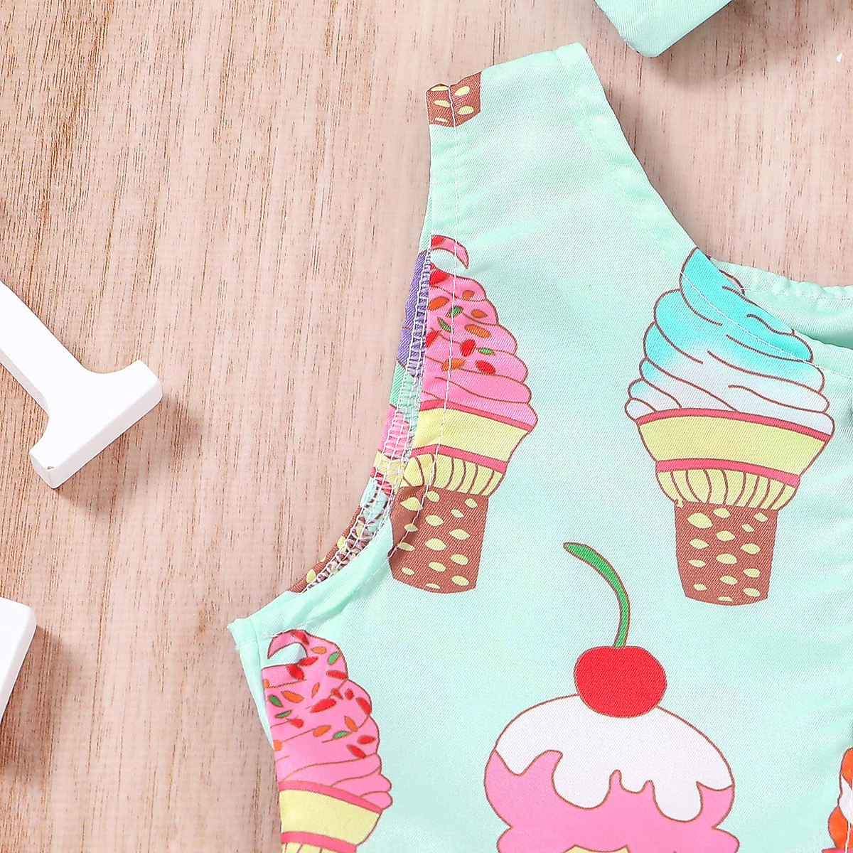 YOUNGER TREE Toddler Dresses Lemon Baby Girls Pineapple Fruit Dress Outfit Summer Girl Dress Spring Sundress (Ice Cream, 2-3 Years)