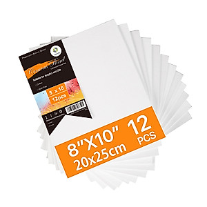 CONDA Artist Canvas Panels 8 x 10 inch, 12 Pack, Primed, 100% Cotton, Artist Quality Acid Free Canvas Board for Painting & Oil