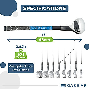 Gaze VR | VR Golf Club Handle Attachment for Oculus (Meta) Quest 2 | Pro Grip | Weighted | Right & Left Controllers | Blue