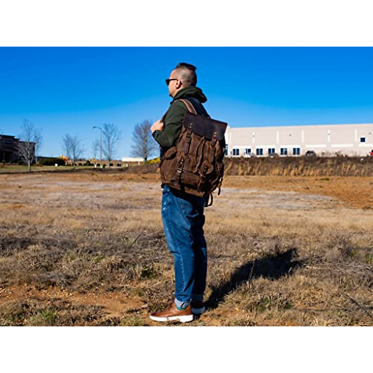 olpr. Canvas and leather backpack (Brown)