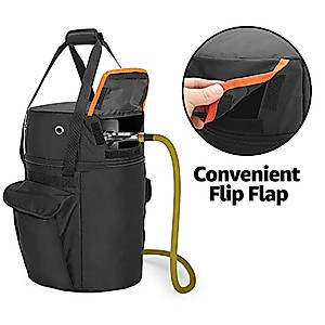 SAMDEW 20 lb Propane Tank Bag, Outdoor 20lb Propane Gas Tank Cover with Tabletop Feature and 2 Pockets, Propane Tank Cylinder Storage Carrier for Traveling & Camping, Black (Bag Only)