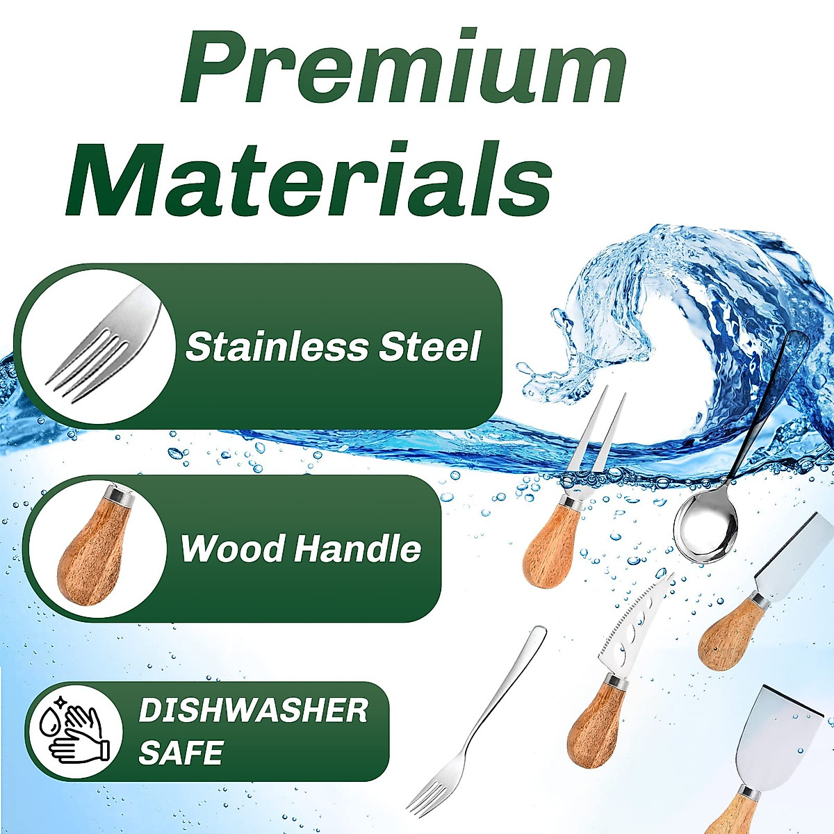 22 Pieces Cheese Knife Set, Butter Spreader Knife Set, Charcuterie Board Accessories Utensils Mini Serving Tongs Spoons and Forks Blank Toothpick Flags for Butter, Cheese, Jam and Wedding Christmas