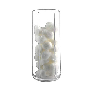 1 PK Transparent Acrylic makeup Pad Holder with Wood Lid Makeup Pads Dispenser Container Holder Apothecary Jars Bathroom Clear Plastic Bottle Rounds Organizer Storage Display Rack Cosmetic Pad