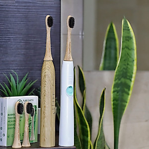 Bamboo Electric Toothbrush Replacement Heads - Compatible with Philips Sonicare Toothbrush - Soft Bristle Natural Charcoal Toothbrush Heads Refill - (Pack of 4) by Pure Earth Essentials