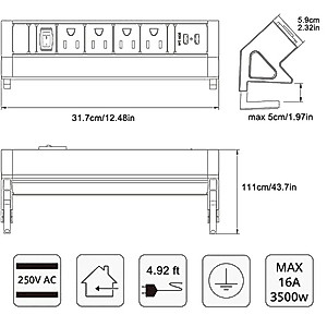 Desk Clamp Power Strip with 4-Outlet & 2 USB Ports, Desktop Power Outlet Clamp Mount Connect with 4.92ft Power Cord for Kitchen, Home, Office