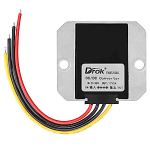 DROK Boost Buck Converter 9V-36V to 12V 5A 60W Aluminium Shell Waterproof Auto Step Up Down Voltage Regulator 12V Volt Transformer for Car Audio Solar Power System LCD Television LED Display Screen