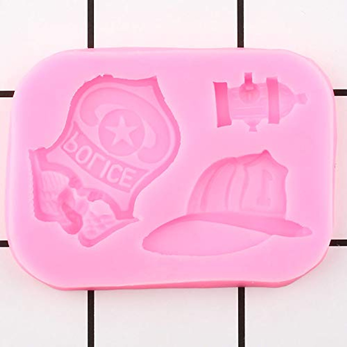1pc Fireman Police Badge Hat Silicone Mold for DIY Gum Paste Crystal Handmad Soap Mould Candy Fondant Mold Ice Cube Pudding Jelly Shots Chocolate Cupcake Cake Topper Decoration Desserts