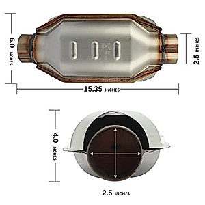 MAYASAF 2.5" Inlet/Outlet Universal Catalytic Converter, w/o O2 Port(EPA Compliant)