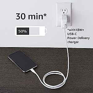 Amazon Basics USB-C to Lightning ABS Charger Cable, MFi Certified Charger for Apple iPhone 14 13 12 11 X Xs Pro, Pro Max, Plus, iPad, 3 Foot, White