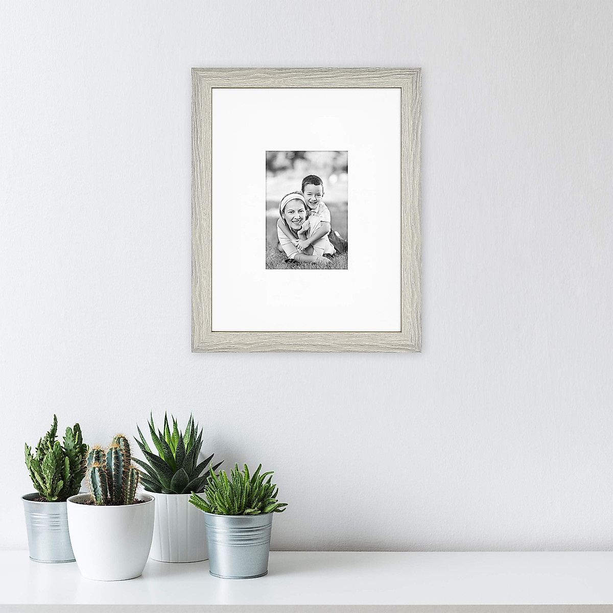 MCS Studio Gallery 11x14 Matted to 5x7 Picture Frame Gray Woodgrain, Square Photo Frame for Photos, Posters & Art Prints (1-Pack)