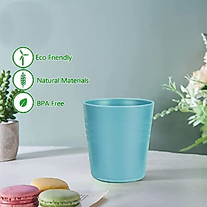 【Set of 8】Reusable Wheat Straw Drinking Cups - 8 Ounce Unbreakable Water Cups - Stackable BPA Free Small Drinking Glasses Set -Dishwasher Safe for Home Kitchen Parties Camping Supply