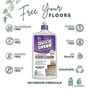 Quick Shine Hardwood Floor Cleaner & Wood Floor Polish w/Plant-Derived Carnauba 2-27oz Bottles, Removes Scratches, Safer Choice, A Clean That Can Be Seen