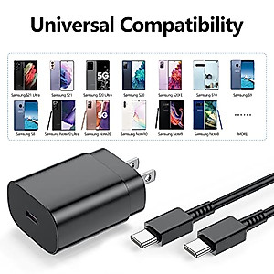 2 Pack-for Samsung Galaxy S22, S21,S23 Fast Charging Type C,25w USB C Super Fast Charger Type C Wall Charger Block&6ft Android Phone Cable for Samsung Galaxy S23 S22 Plus, S20 / S21 Ultra,Note 20