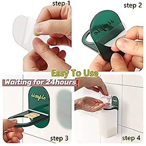 Wsaikis Hand Sanitizer Bottle Rack Hook Wall Mounted Bathroom Bottle Holder Shampoo Rack Hook ,Liquid Soap Holder Self Adhesive Wall Mounted Holder for Bathroom or Kitchen (6pcs Dark Green)