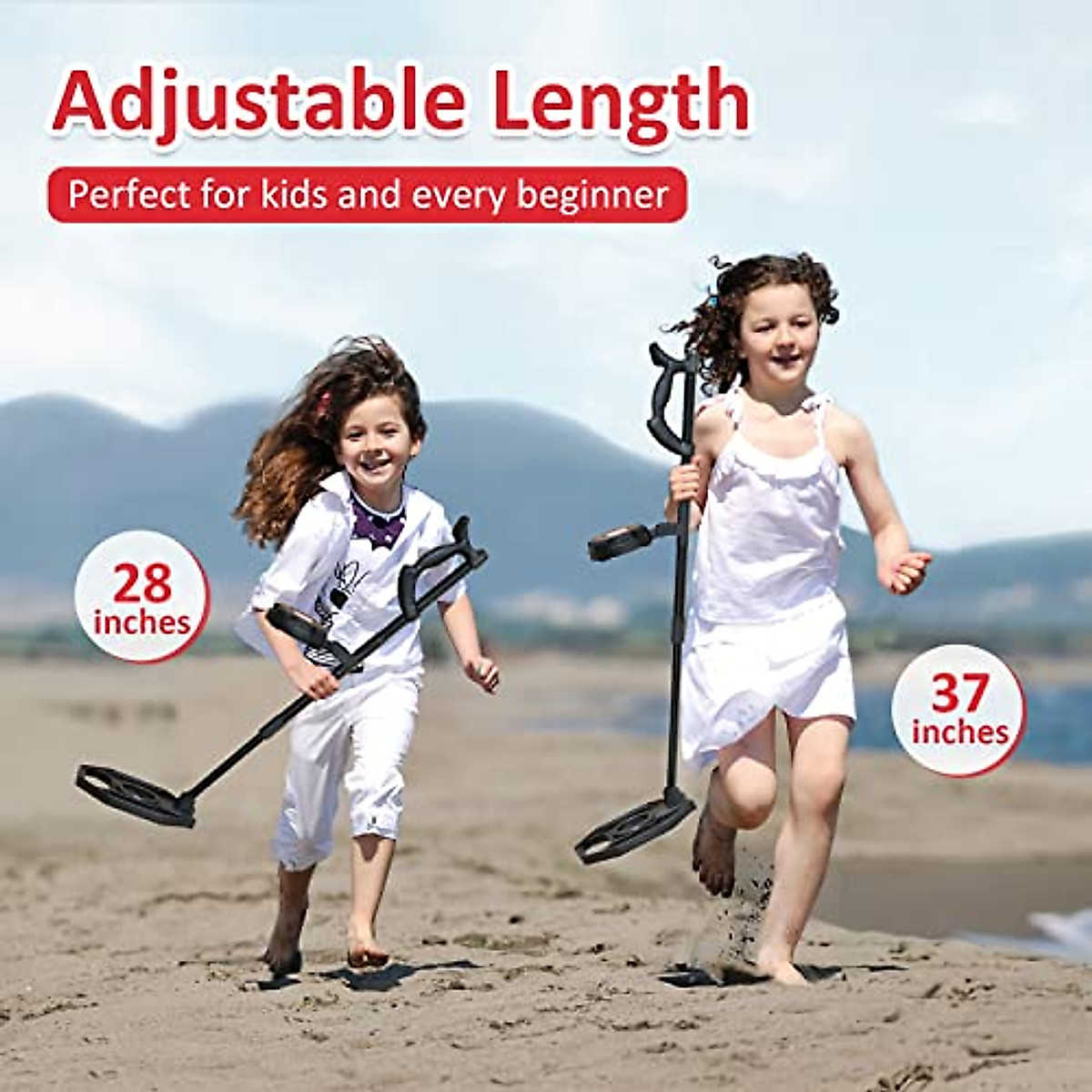 DR.ÖTEK Metal Detector for Kids, 8.3 Inch Waterproof Junior Metal Detector with Innovative Search Coil, Exclusive DIC/Pinpoint Mode, Touch Screen, Adjustable Stem, LED Display & Buzzer, Easy to Use