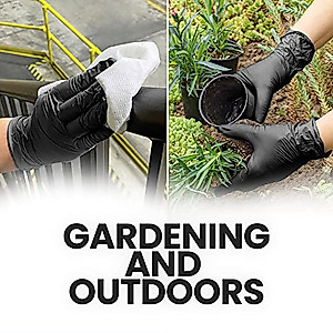 Exam Grade Black Nitrile 6 Mil Powder Free Gloves - 100 Count, Disposable Cleaning, Cooking, Medical and Surgical Gloves