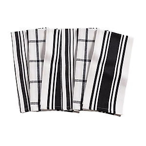 KAF Home Kitchen Towels, Set of 6, Black & White, 100% Cotton, Machine Washable, Ultra Absorbent