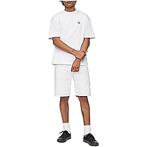 Calvin Klein Men's Relaxed Fit Monogram Logo Crewneck T-Shirt, Brilliant White, Medium