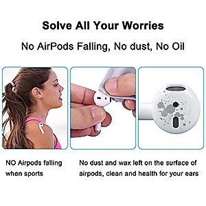 Wisdompro 10 Pairs Ear Tips Compatible with Apple AirPods 2 and 1, Ultra Thin Soft Silicone Anti-Slip Dust Proof Protective Fit in Case Ear Skins - Translucent