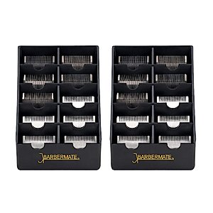 2 Pack BarberMate Blade Rack Storage Tray - Holds 10 Clipper Blades (Black)