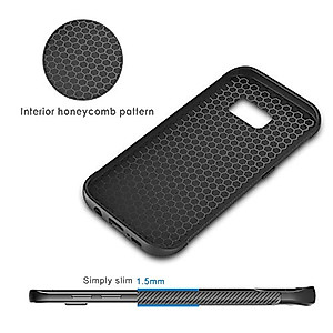 JETech Slim Fit Case for Samsung Galaxy S7 Edge 5.5-Inch, Thin Phone Cover with Shock-Absorption and Carbon Fiber Design (Black)