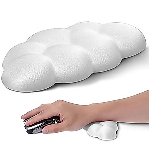 TIESOME Cloud Wrist Rest for Mouse, Memory Foam Wrist Cushion Ergonomic Palm Rest Pain Relief Mouse Wrist Support Pad with Anti-Skid Base for Office School Home Laptop&Computer Mouse(White)