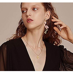 Pink Enamel Oil Flamingo Bird Dangle Earrings for Women Hypoallergenic Jewelry Cute Animal Flamingo Crystal Earrings (Pink)