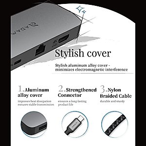 ADAM elements USB-C Hub/Laptop Docking Station – CASA Hub X 10in1 Multiport Adapter for Mac & PC - USB-C PD, USB-C, USB-A 3.1 x2, HDMI, VGA, RJ45, SD & microSD Card Reader, Audio