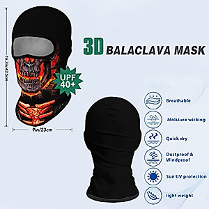 Obacle Balaclava Face Mask Men Women Ski Hunting Cycling (Skull Fire Face)