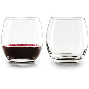 Circleware Downtown Stemless Wine Lead-Free Glass Cups for Bar, Water, Juice, Whiskey & Beverage Drinks, 4 Count (Pack of 1), Clear