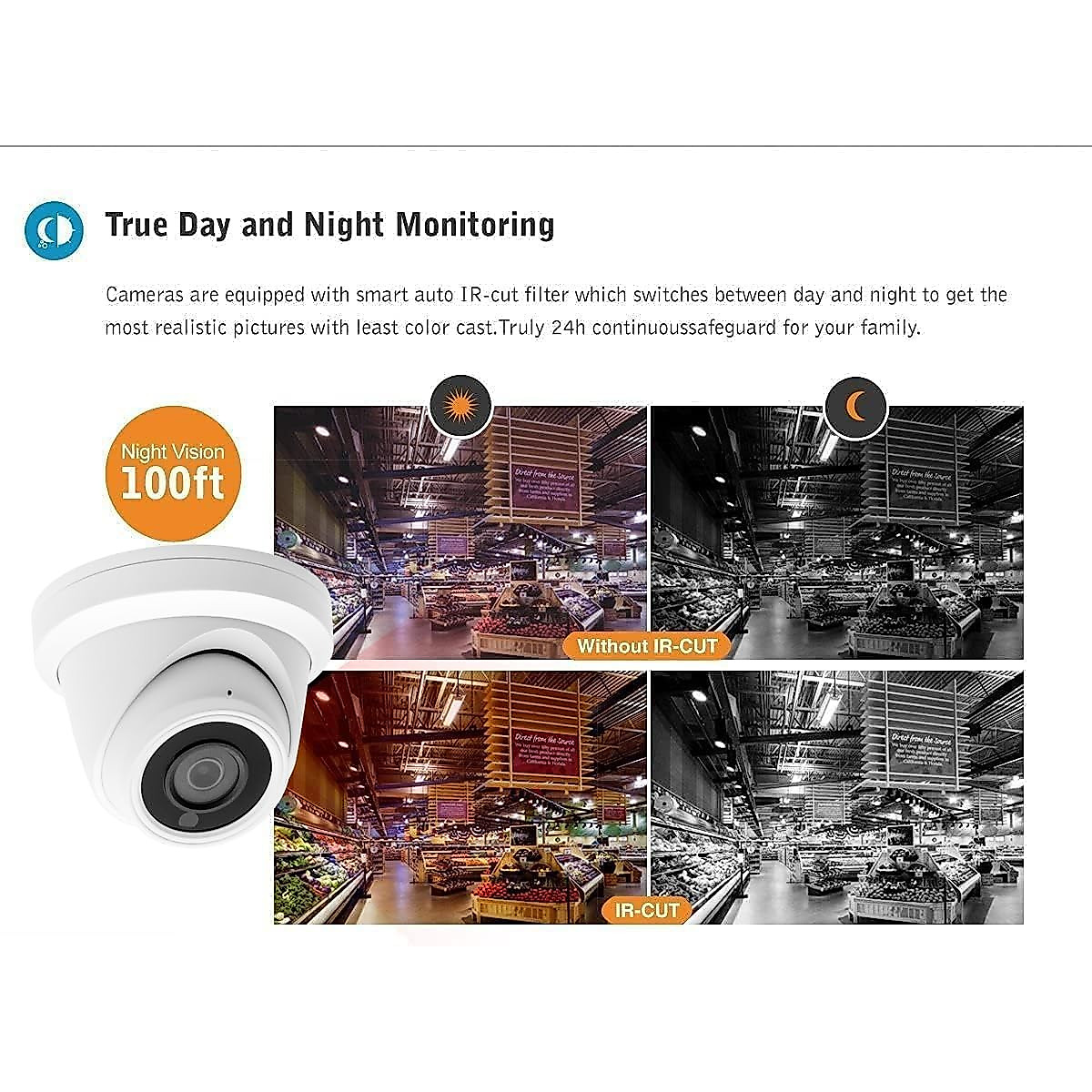 Real HD 4MP PoE IP Turret Dome Camera, 2.8mm Wide Angle, H.265, Support Firmware Upgrade, ONLY Compatible with Hik Vision NVR, NDAA Compliant