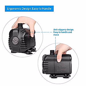 AquaMiracle 1160GPH Submersible Water Pump with 11.5ft High Lift, Pond Pump Aquarium Pumps for Fish Tank, Fountain, Waterfall, Statuary, Water feature, Hydroponics