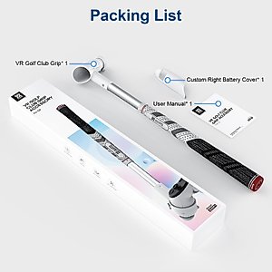 AMVR Golf Club Attachment Compatible with Meta/Oculus Quest 3S/Quest 3, Non-Slip VR Golf Handle Grip for Golf +, 80 Degree Design Keep Tracking （for Right Controller, Not for Charging Dock Battery）