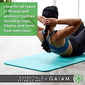 Gaiam Essentials Thick Yoga Mat Fitness & Exercise Mat with Easy-Cinch Carrier Strap, Black, 72"L X 24"W X 2/5 Inch Thick