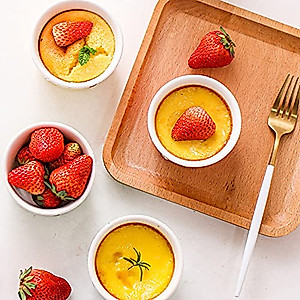 ZOOFOX Set of 6 Porcelain Ice Cream Cups, 6 oz Ice Cream Sundae Bowls for Hot or Cold Food, Mini Dessert Bowls for Sundae, Frozen Yogurt, Cupcake, Pudding, Creme Brulee, Lava Cake