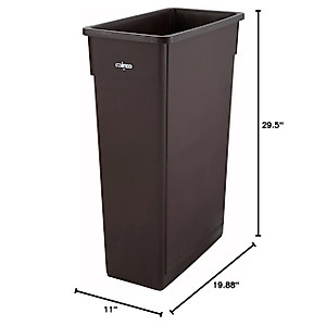Winco Slender Trash Can, 23-Gallon, Brown