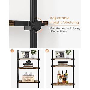 ALLZONE Adjustable Tall Narrow Bookshelf for Bedroom,4-Tier Ladder Bookshelf for Small Spaces,Tension Mount Small Book Shelf and Tall Bookcases, 64 to 113Inch Height Skinny Bookshelf with Open Storage