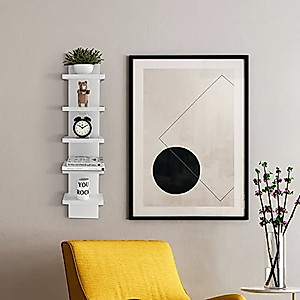 Homaterial 5 Tier Wall Shelf Unit,White Vertical Floating Shelf-Narrow Decorative Wall Mount Modern Wall Decor Shelves for Bedrooms, Living Rooms 5.5" x 7.2" x 31"