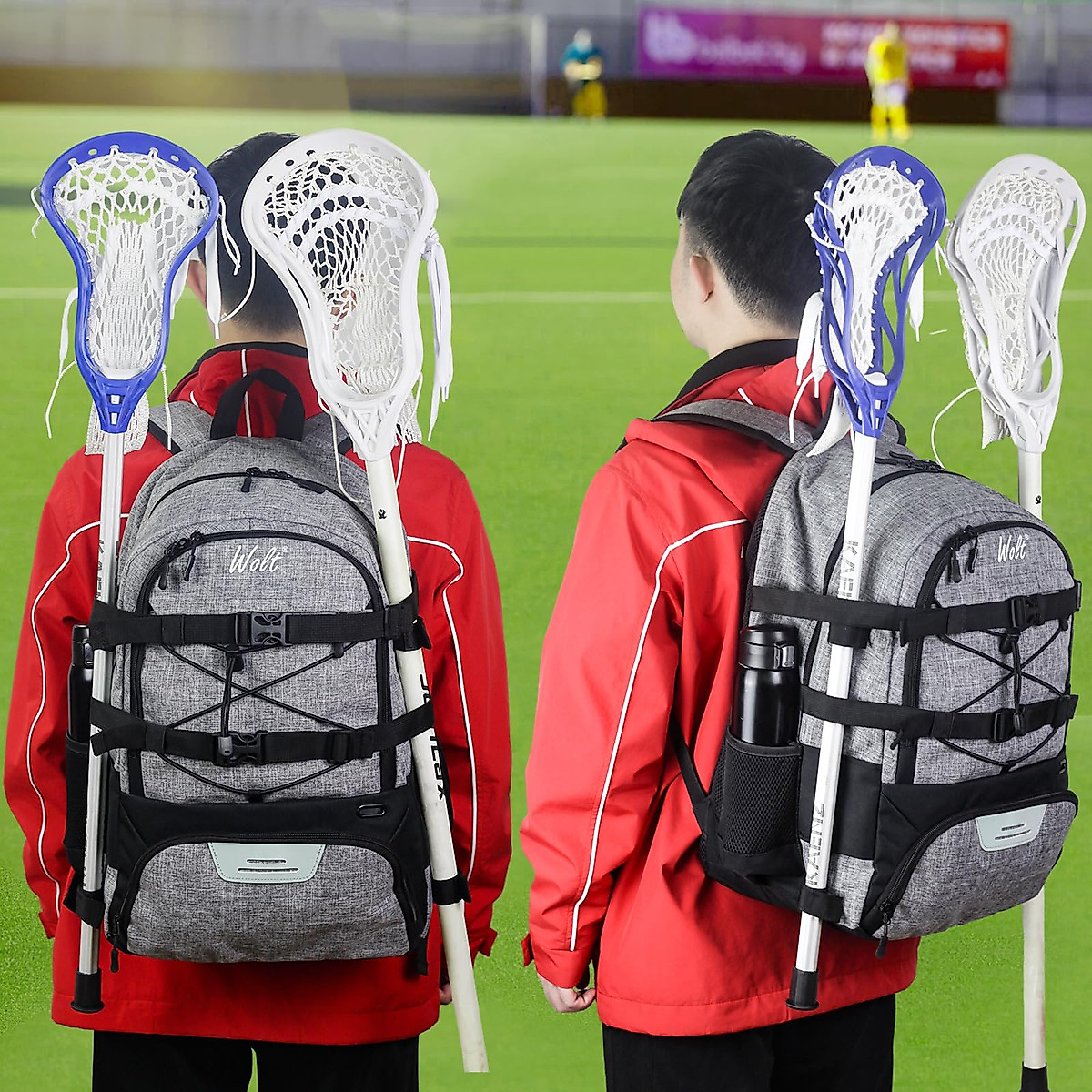 WOLT | Lacrosse Bag-Lacrosse Backpack with Two Sticks Holder-Large Field Hockey Bag Holds All Lacrosse Gears