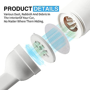 BIWASE Mini Protable Car Vacuum Cordless,Handheld Vacuum for Quick Cleaning,USB Charging,Quick Car Vacuum Cleaner for Pet Hair, Home,Office and Car Cleaning(White)