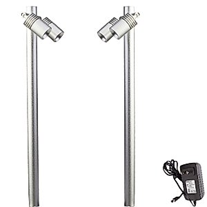 LEDupdates 2pcs JEWELRY SHOWCASE LED POLE LIGHT Stem MODEL WF133 Silver 11 INCH for display, trade show, museum and retail stores (6000K pure white)