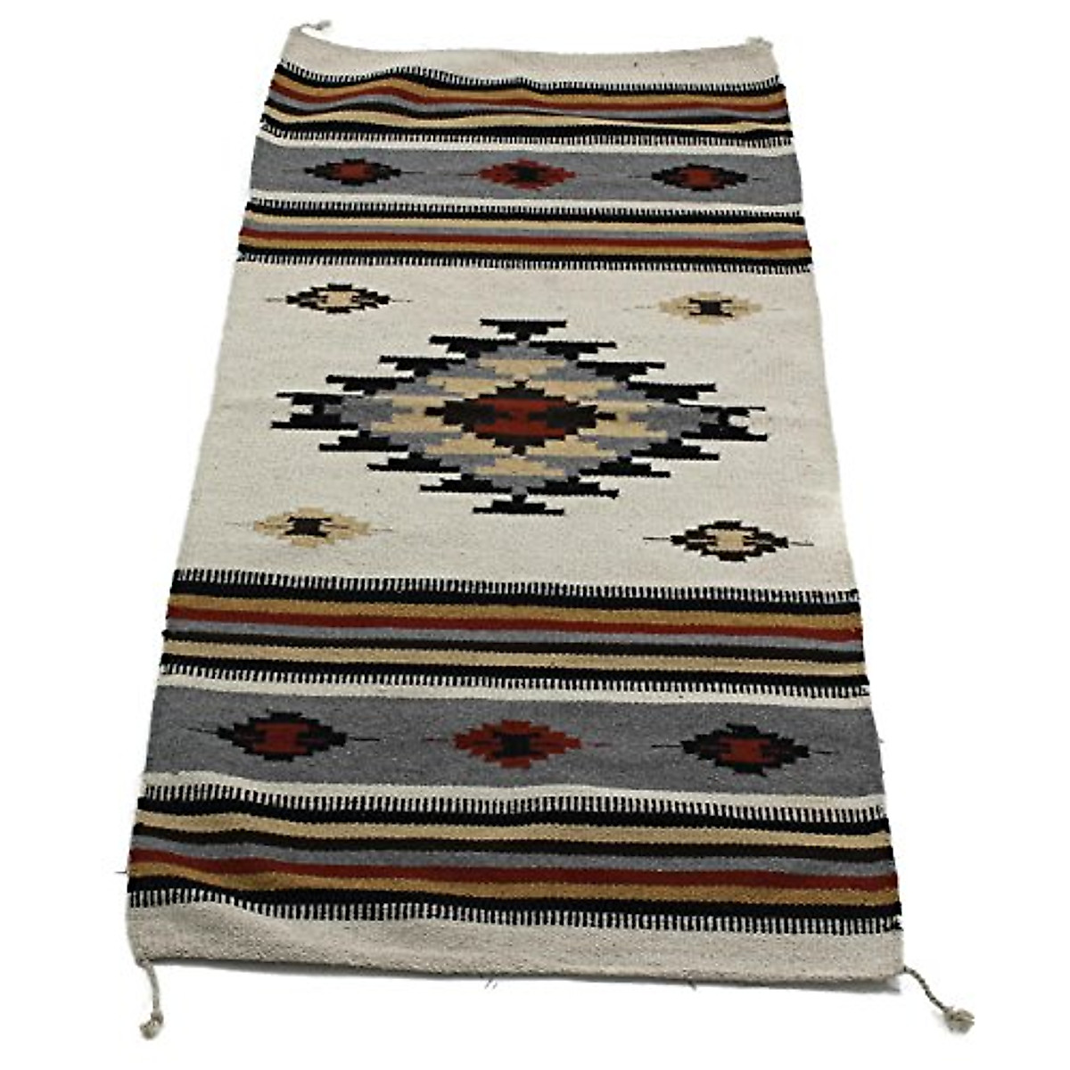 Onyx Arrow Southwest Area Rug, 32 x 64 Inches, Center Diamond, Cream/Black/Multi