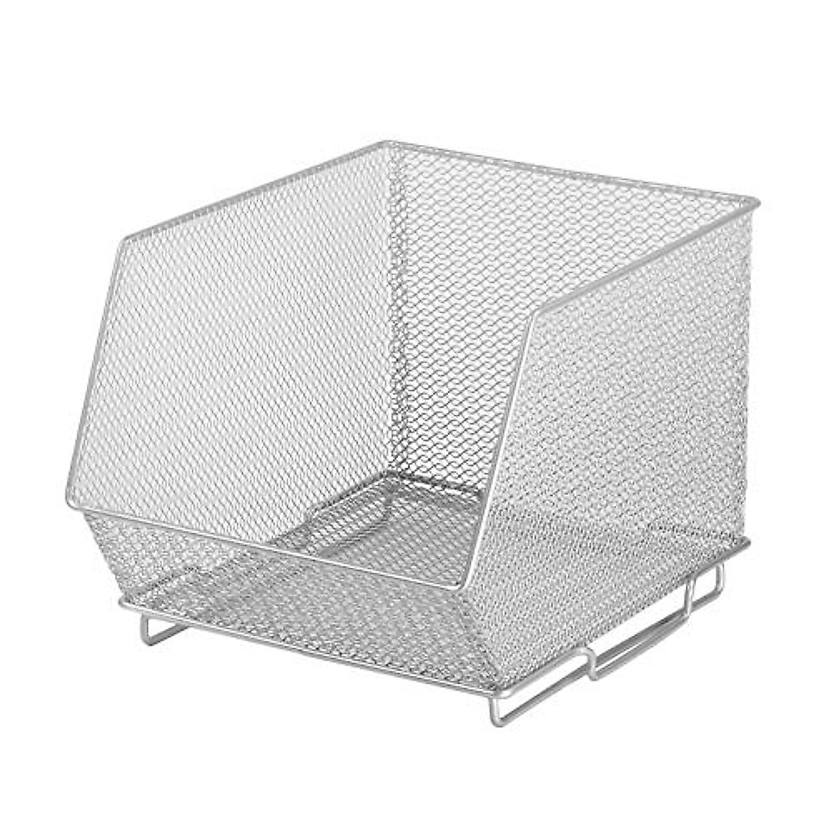 Ybmhome Mesh Stacking Bin Silver (SOLD AS 1 BIN) Storage Containers Pantry Organizers Great for Food, Crafts, Cleaning or Pantry Items 1130 (Medium 8.5 X 10 X 8)