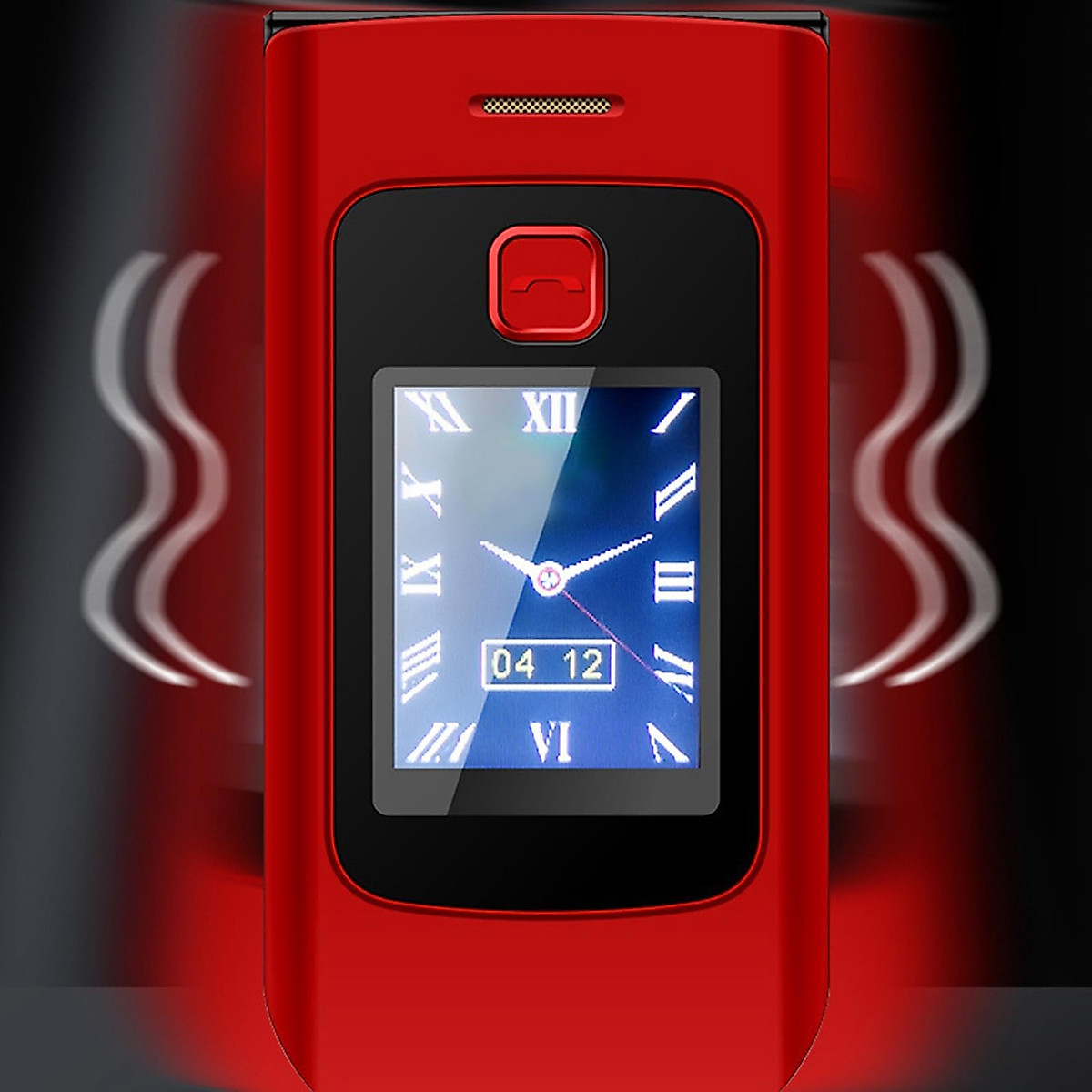 Luqeeg Dual SIM Flip Cell Phone with Dual Screen, 2G Unlocked Flip Phone, Big Button, SOS Function, 4800mAh Battery, LED Flashlight & Loud Sound, Senior Flip Phone for Elderly, Kids (Red)