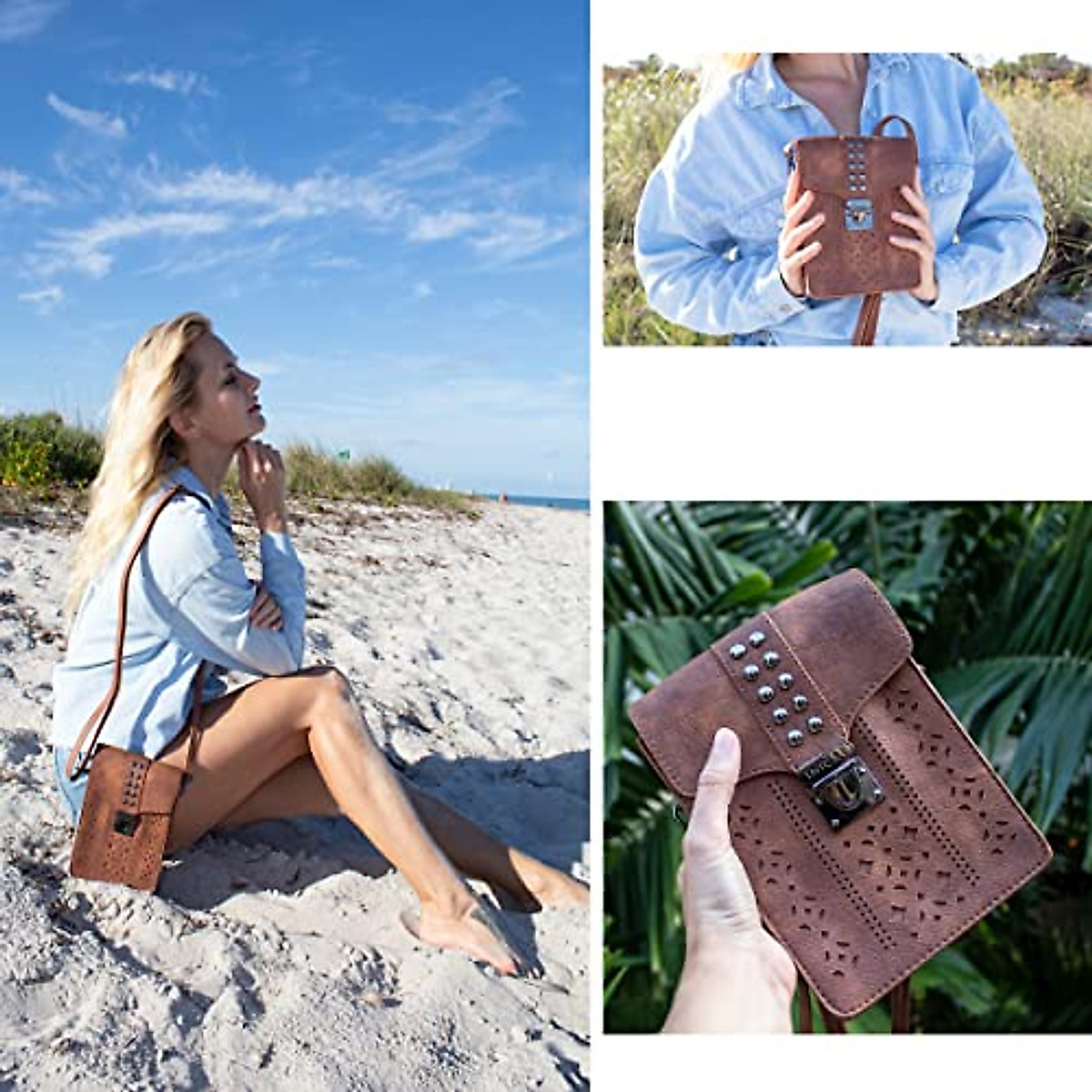 MINICAT Women RFID Blocking Small Crossbody Bags Cell Phone Purse Wallet With Credit Card Slots(Brown-Thicker)