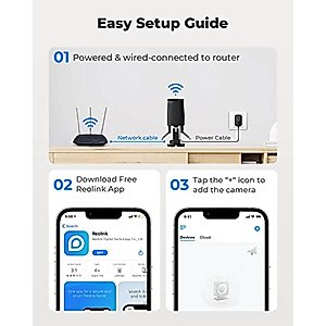 REOLINK Plug-in WiFi Outdoor Security Cameras, 4MP Wired Wi-Fi Camera for Home Security, Smart Person/Vehicle Detection Alert, HD Night Vision, IP66 Waterproof, Works with Google Assistant, RLC-410W