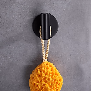 Zuvky Self Adhesive Hooks 304 Stainless Steel heavy duty hangers without nails for Bathrooms Kitchen Livingroom Garage Hotel Waterproof Towel Hook-2 Pack (Black)