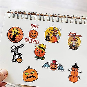 100PCS Non-Repeating Halloween Pumpkin Theme Stickers, Vinyl Waterproof Holiday Party Stickers, Holiday Gifts for Kids and Youth Adult Teens, for Water Bottle, Laptop, Skateboard, Luggage, Arts and Crafts, Party Favors