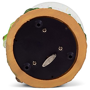 Elanze Designs Playful Green Tree Frog Tabletop Figurine Forest Hopping Log Leaves 100MM Sturdy Glitter Water Wind Up Musical Snow Globe Plays Tune Beautiful Dreamer